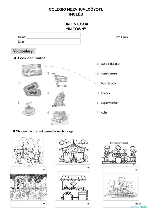 3rd Grade Unit 5 Exam. Ficha interactiva | TopWorksheets