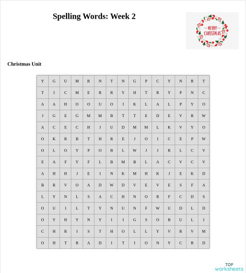 Spelling Words: Week 2. Interactive worksheet | TopWorksheets