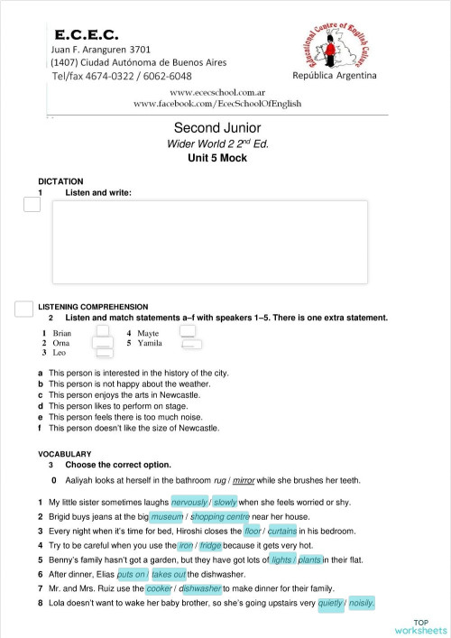 Mock test: interactive worksheets and online exercises | TopWorksheets