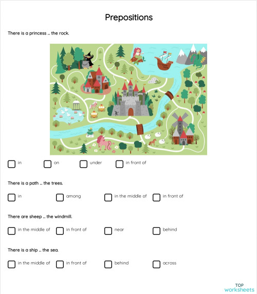 Prepositions. Interactive worksheet | TopWorksheets