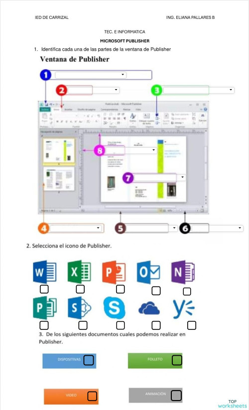 actividad publisher. Ficha interactiva | TopWorksheets