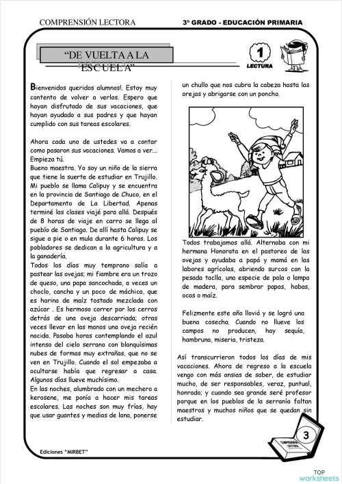 lectura 3er grado. Ficha interactiva | TopWorksheets