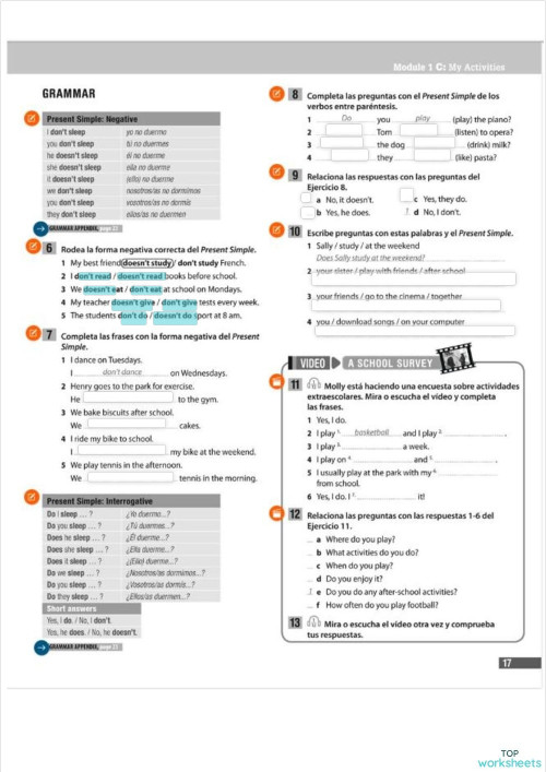 1º ESO. Module 1. Section C. Page 2. Interactive worksheet | TopWorksheets
