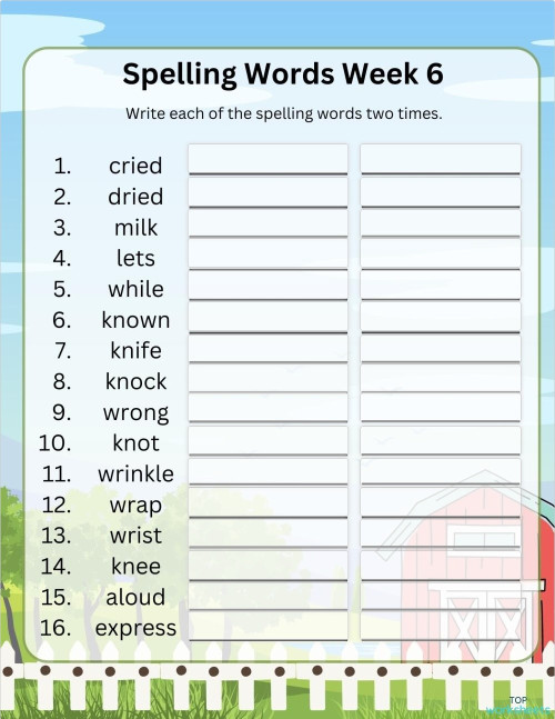 Spelling Words 6.1. Interactive worksheet | TopWorksheets
