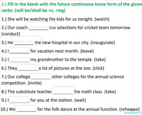 Future Continuous. Interactive worksheet | TopWorksheets