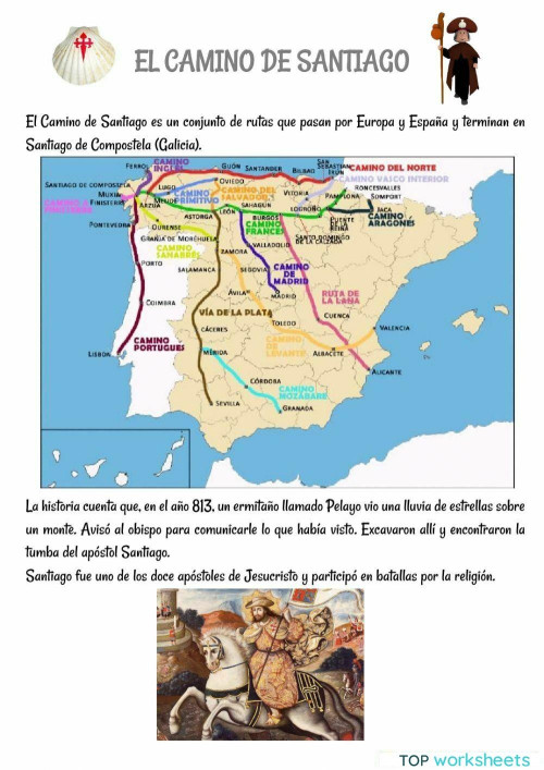 Camino de Santiago. Ficha interactiva | TopWorksheets