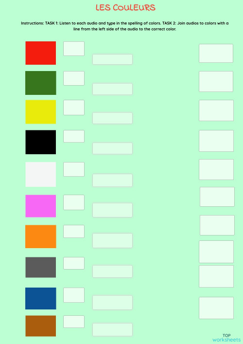 LES COULEURS. Fiche interactive | TopWorksheets