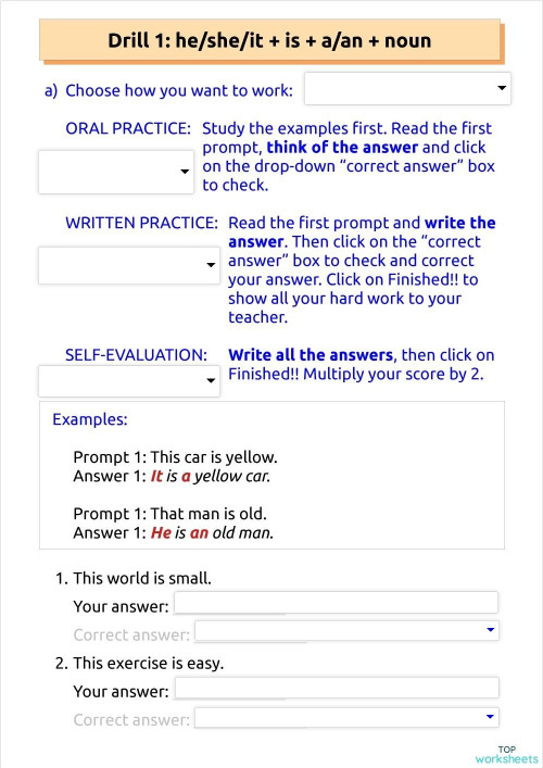 Interactive worksheets and online exercises in english | TopWorksheets