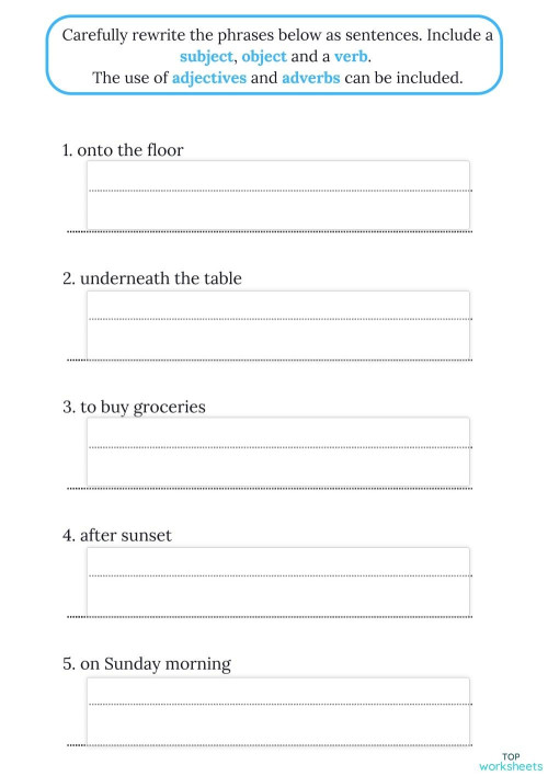 Creating Sentences.. Interactive worksheet | TopWorksheets