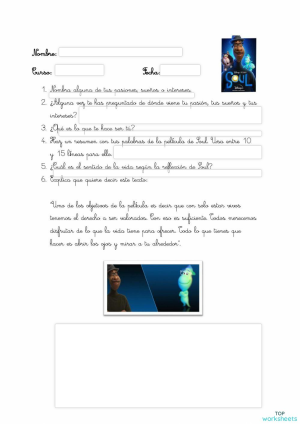 Actividad de la película Soul . Ficha interactiva | TopWorksheets