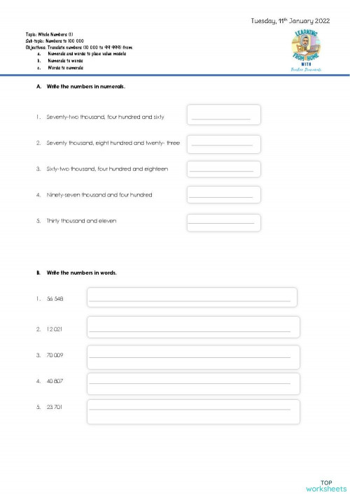 Read and write numbers to 100 000. Interactive worksheet | TopWorksheets