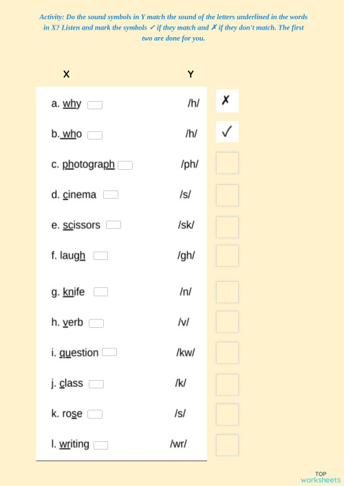 Sound symbols. Interactive worksheet | TopWorksheets