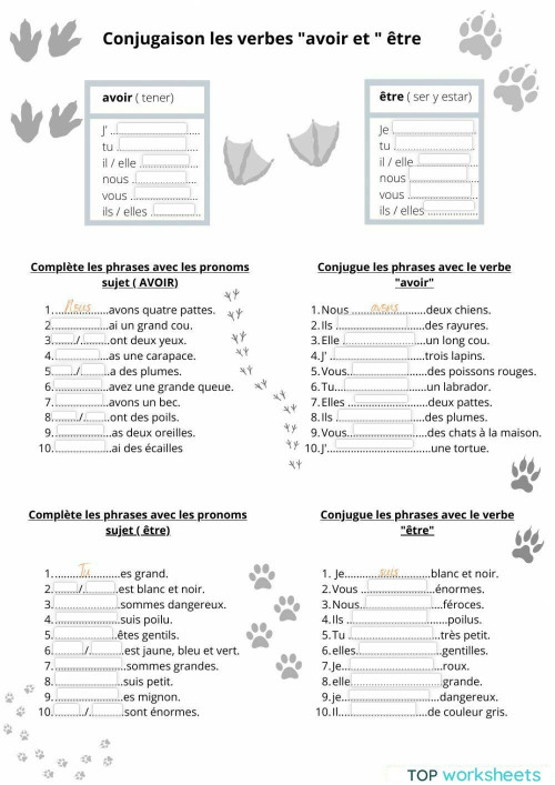 etre et avoir les animaux. Fiche interactive | TopWorksheets