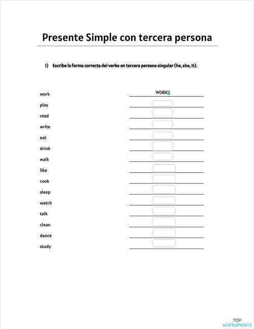Present simple. Ficha interactiva | TopWorksheets
