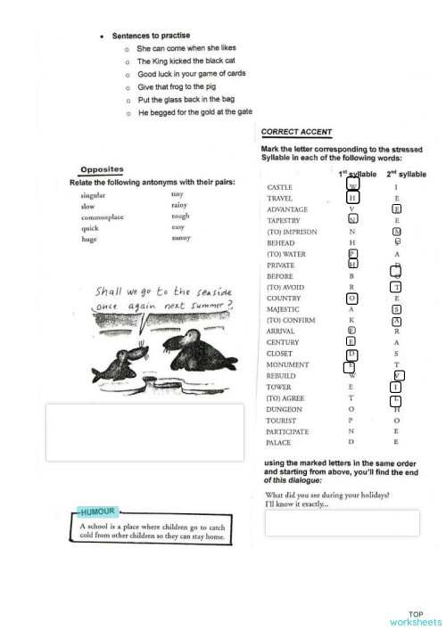 ENGLISH PRACTICE 1. Interactive worksheet | TopWorksheets