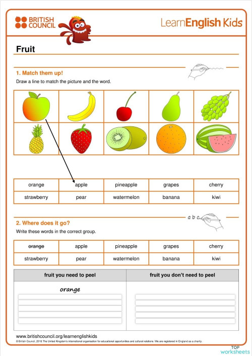 Fruit VocabularyA2. Interactive worksheet | TopWorksheets