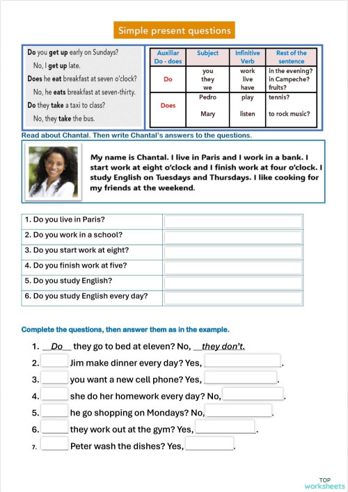 Simple Present Interrogative. Interactive worksheet | TopWorksheets