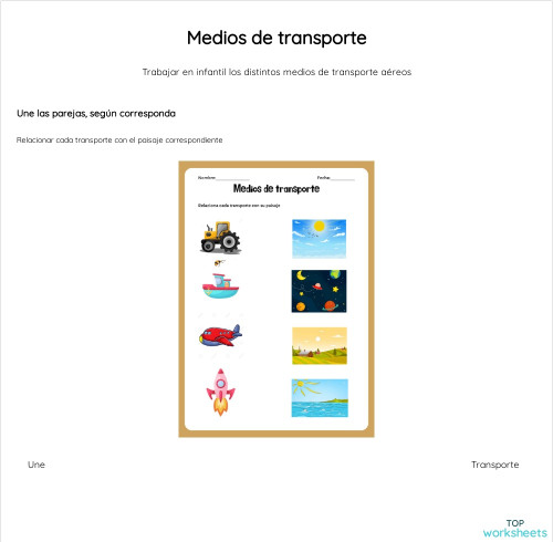 Medios de transporte. Ficha interactiva | TopWorksheets