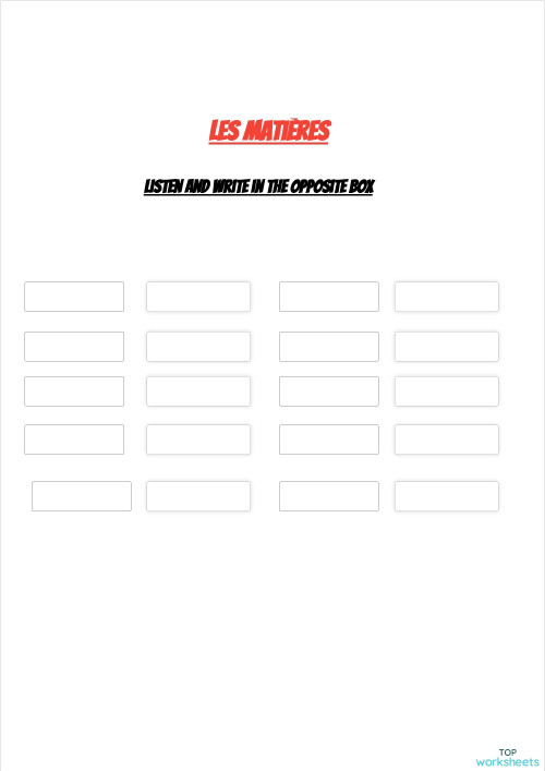 Les Matières _ Test. Interactive worksheet | TopWorksheets