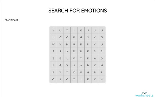 SEARCH FOR EMOTIONS. Interactive worksheet | TopWorksheets