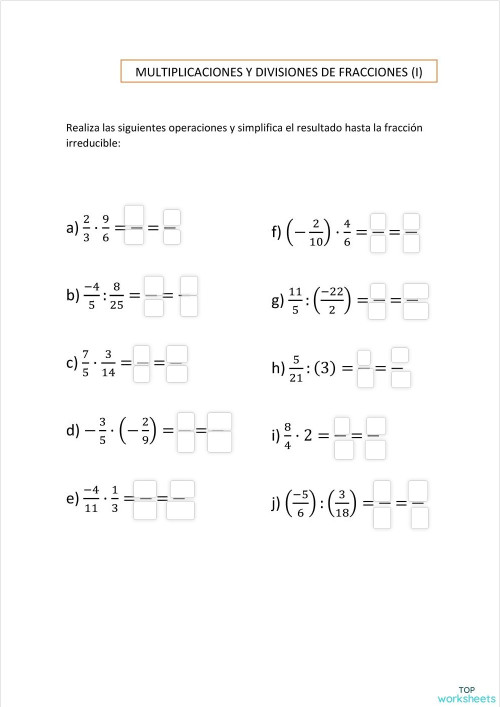 fracciones 4to grado. Ficha interactiva | TopWorksheets