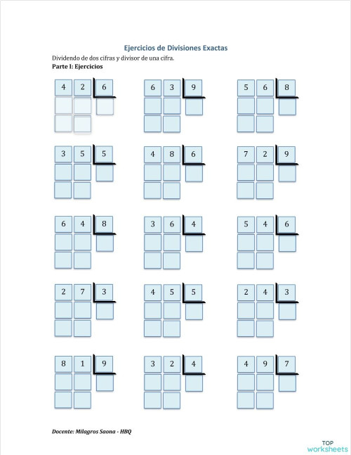 Divisiones con divisor de 3 cifras.. Ficha interactiva | TopWorksheets