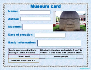 MUSEUM CARD. Interactive worksheet | TopWorksheets