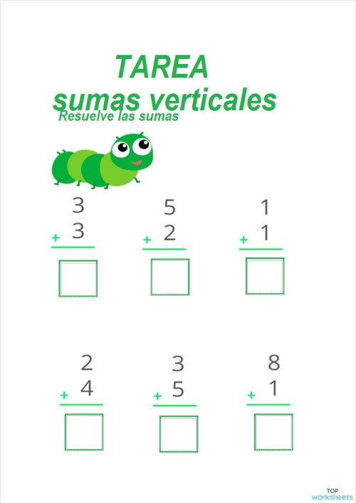 SUMAS VERTICALES. Ficha interactiva | TopWorksheets