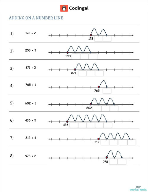 M_G02M05L19_WE02_Addition using Number lines.. Interactive worksheet ...
