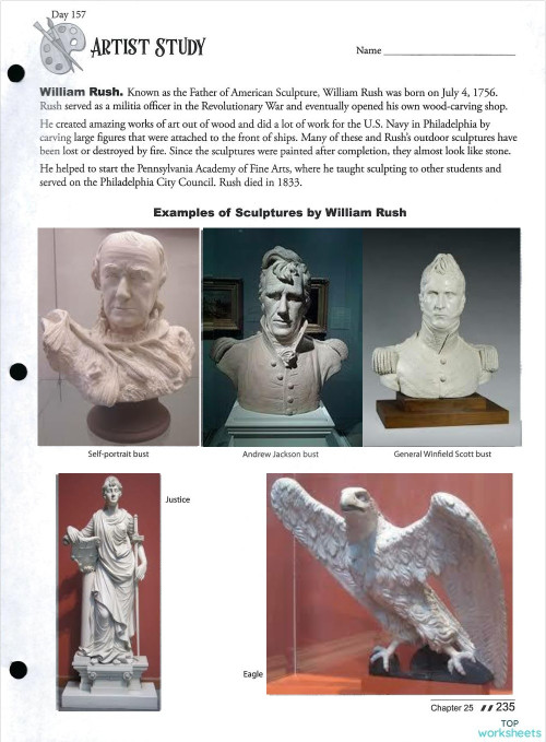 Chapter 25: Pg 235-236 Artist Study. Interactive worksheet | TopWorksheets