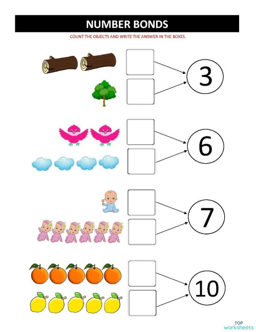 Year 1 Math | Number Bonds. Interactive worksheet | TopWorksheets