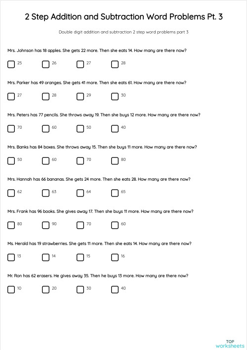 Word problems: interactive worksheets and online exercises | TopWorksheets