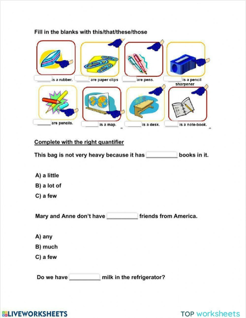 examen 2° primer parcial demonstrative, comparatives, quantifiers v2. Interactive worksheet ...