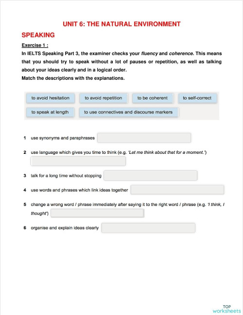 Unit 6 - Speaking - The Natural Environment. Interactive worksheet ...