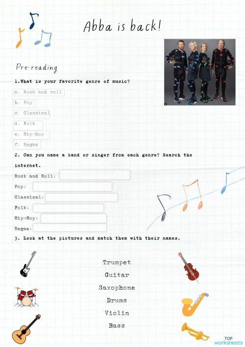 Abba is Back!. Interactive worksheet | TopWorksheets