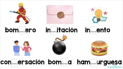 Palabras con nv y nf. Ficha interactiva | TopWorksheets