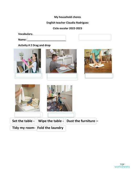 HOUSEHOLD CHORES. Interactive worksheet | TopWorksheets