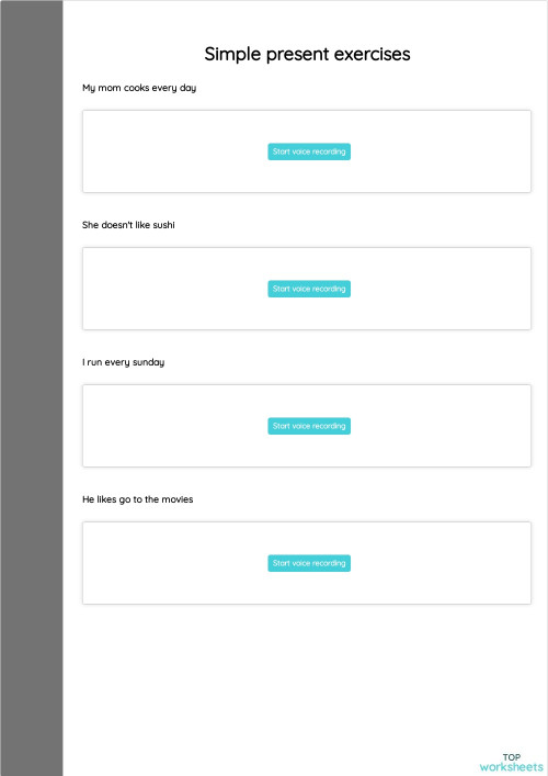 Simple present exercises. Interactive worksheet | TopWorksheets