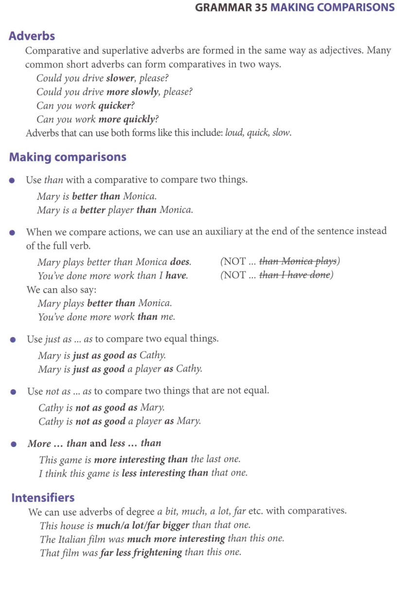 UNIT 35 MAKING COMPARISONS/INTERMEDIATE LANGUAGE PRACTICE. Interactive ...