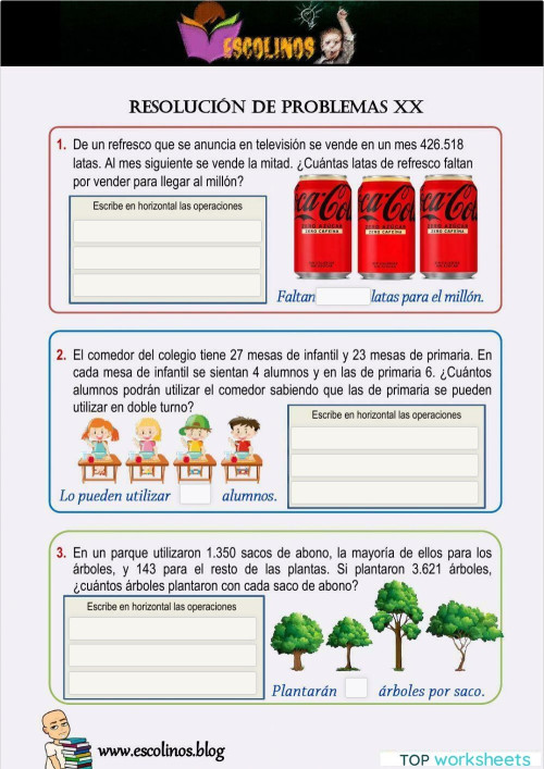 Matemáticas 5º. Resolución de problemas XX. Ficha interactiva ...