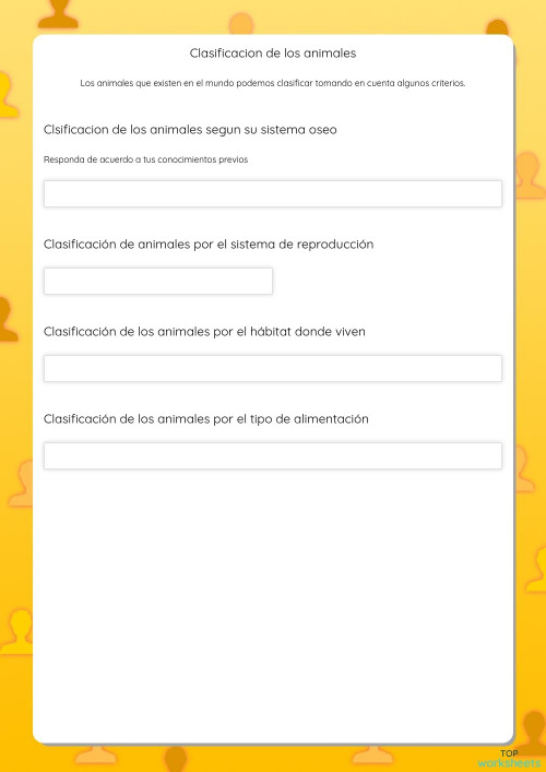 Clasificacion de los animales. Ficha interactiva | TopWorksheets