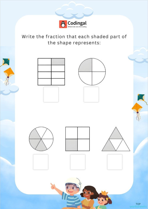 M_G03M19L40_WE01_Understand_fractions_as_parts_of_a_whole_5. Interactive worksheet | TopWorksheets