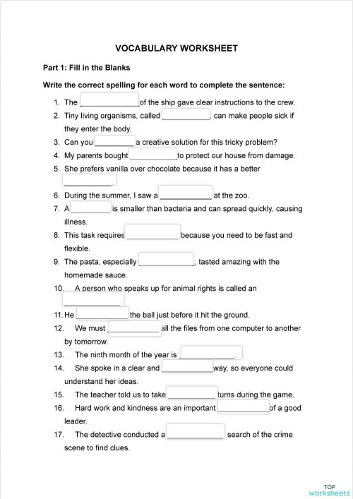 Spelling Task. Interactive worksheet | TopWorksheets