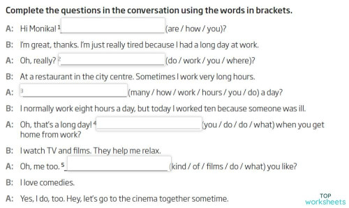 Questions order. Interactive worksheet | TopWorksheets