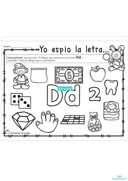 Palabras con la letra D. Ficha interactiva | TopWorksheets