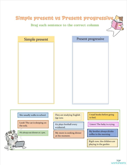 Simple present vs Present progressive. Interactive worksheet ...