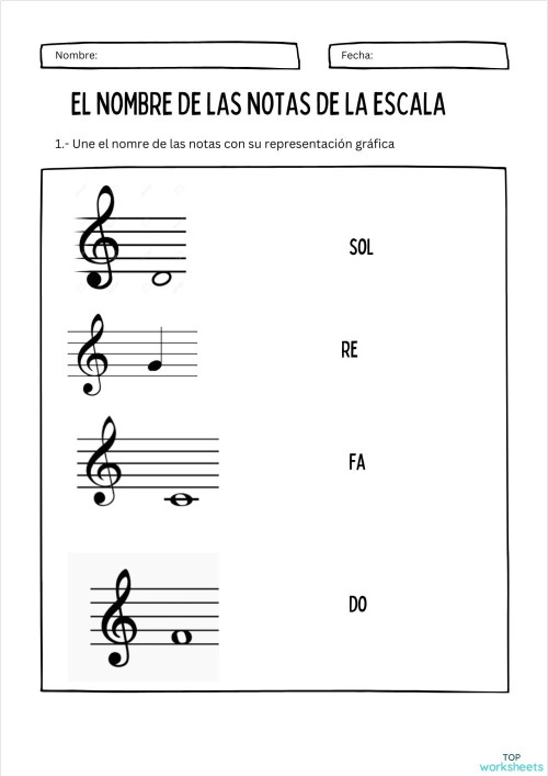 Aprendemos Las Notas Musicales Ficha Interactiva Topworksheets Nbkomputer