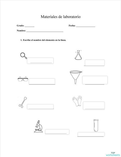 Materiales de laboratorio. Ficha interactiva | TopWorksheets