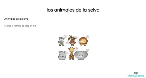 los animales de la selva. Ficha interactiva | TopWorksheets