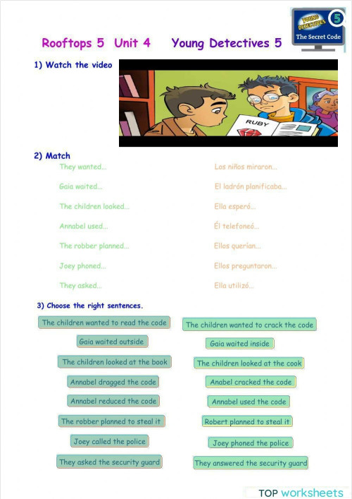 Roofftops 5 Unit 4 Young Detectives 5. Interactive worksheet ...